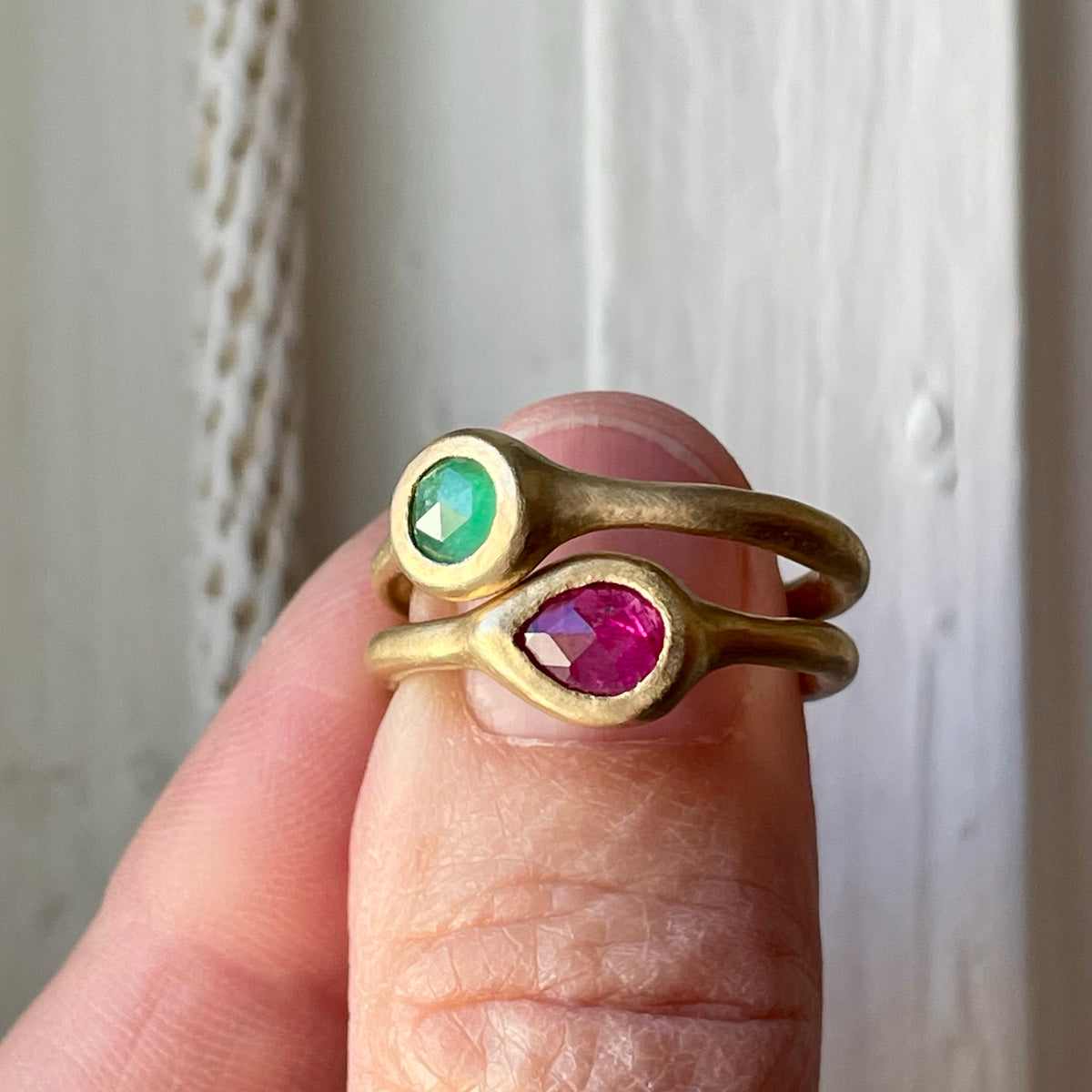 emerald and ruby stacking rings – Isabel Borland
